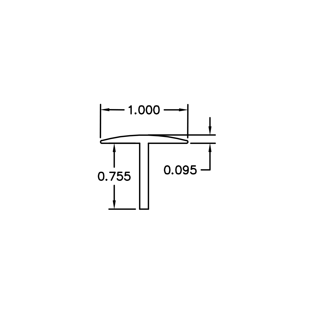 T Molding Edge Trim - 1" Width x 27/32" Height x 1/8" Thickness ...