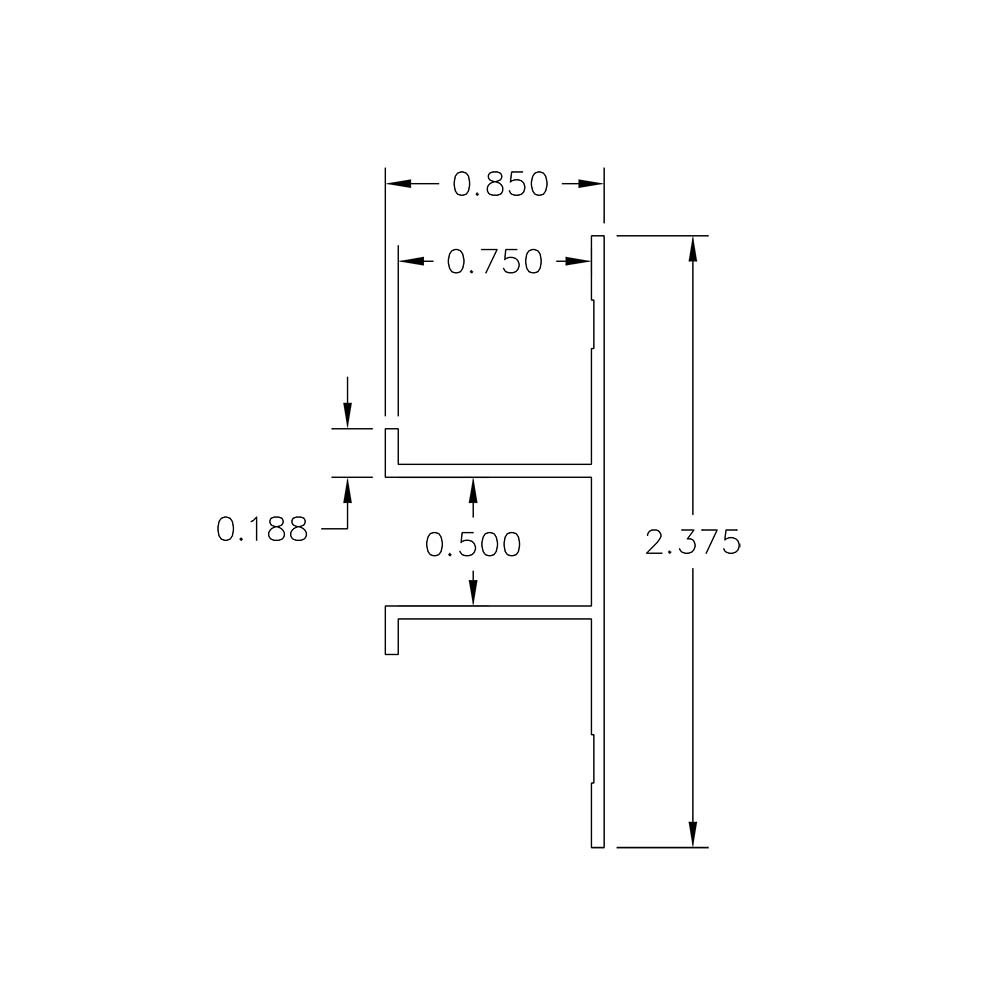 Divider Bar (Flanged) - Millwork: 2-3/8" Width x 27/32" Height x 1/16 ...