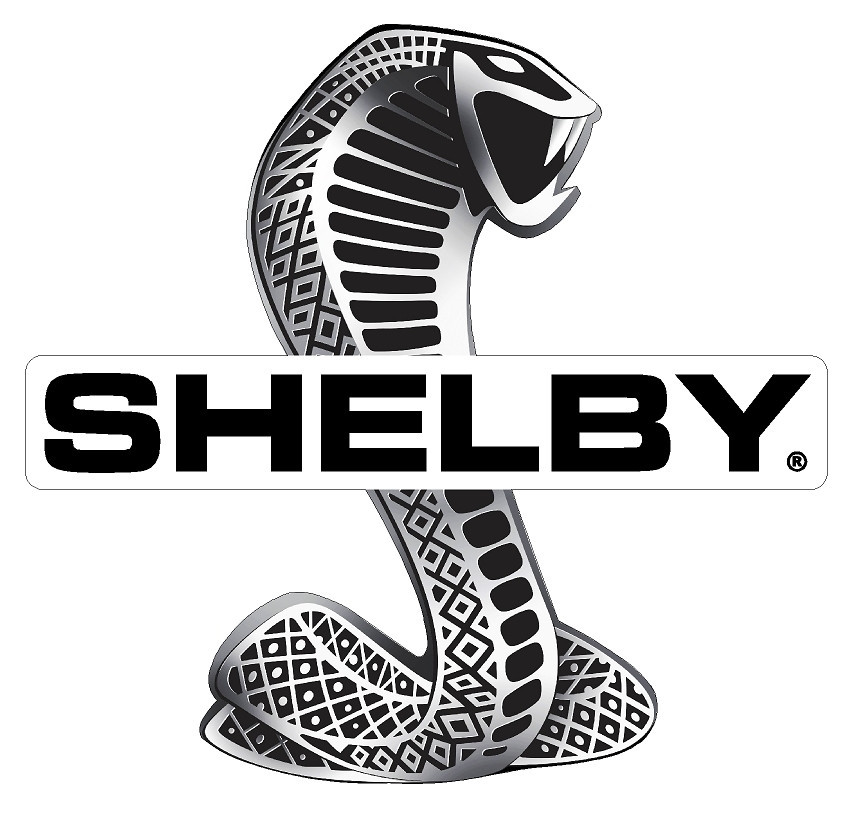 Shelby Snake Steel Sign - White Shelby Bar Through Center