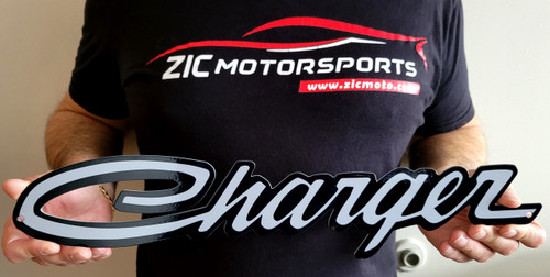 Dodge Charger Script Steel Sign - Gray