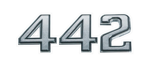 Oldsmobile 442 Silver Logo Flat Steel Wall Sign