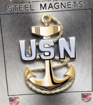 US NAVY Golden Anchor Steel Magnet 4" x 2.75"