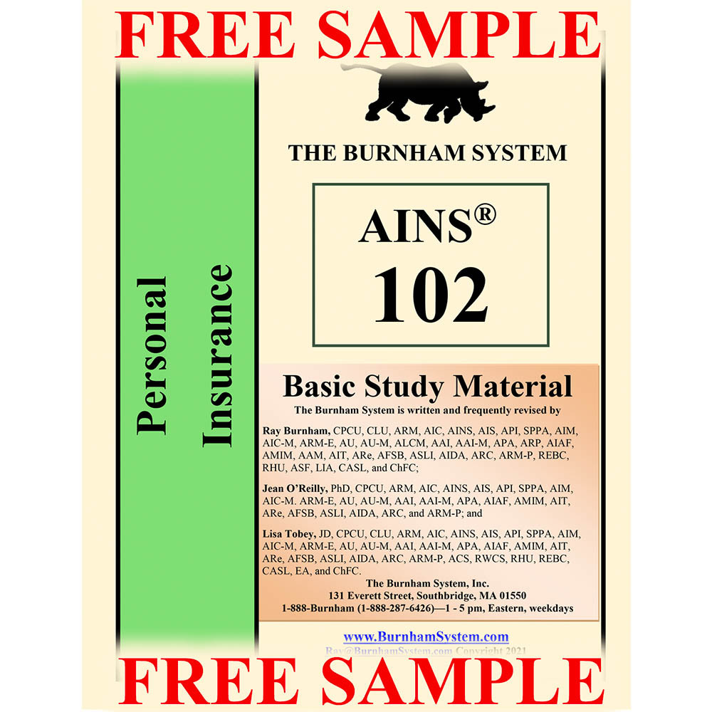 Free Sample -AINS 102- Printable PDF