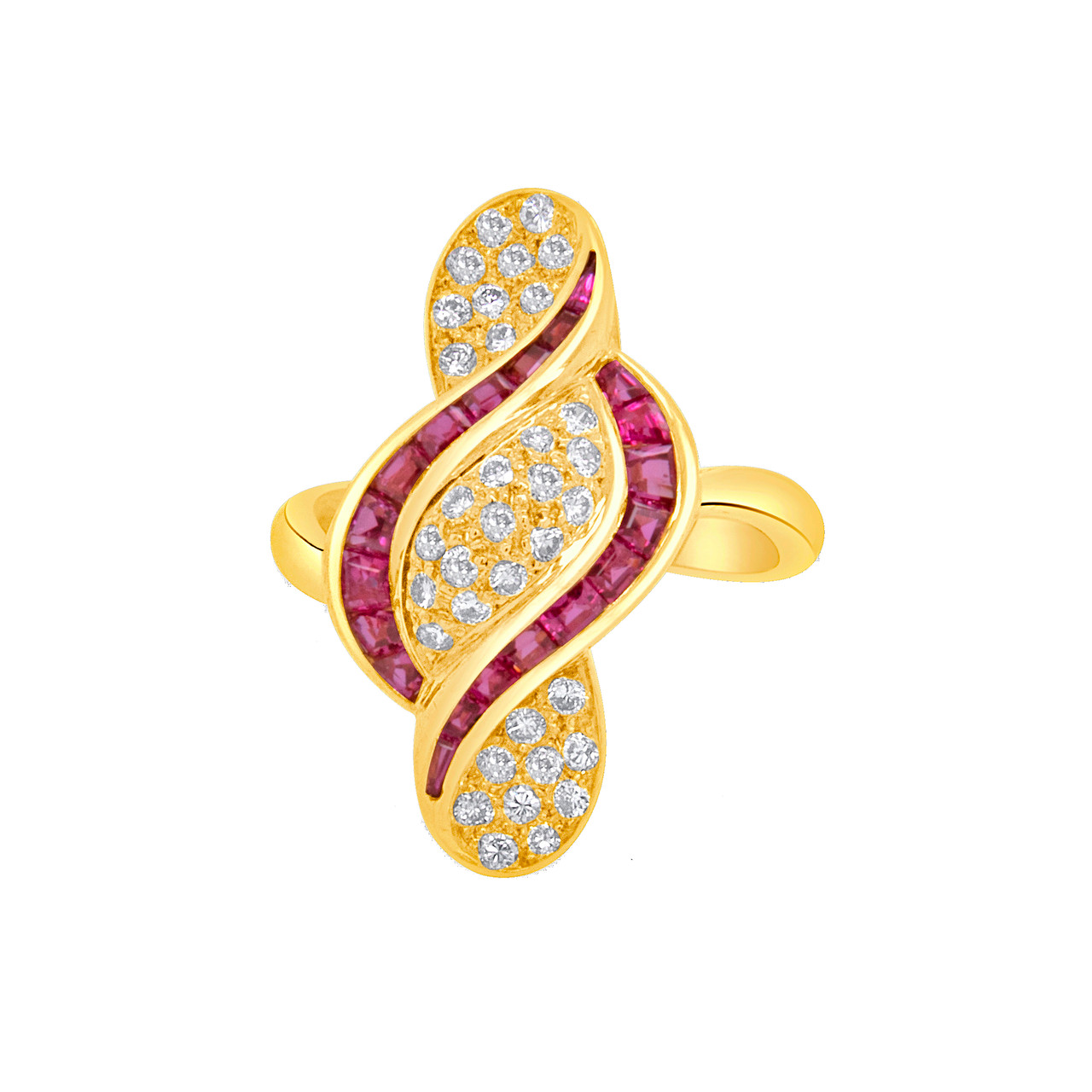 Ruby and Diamond Twist Ring | Ruby Jewelry NYC | Jewelry Sale NYC