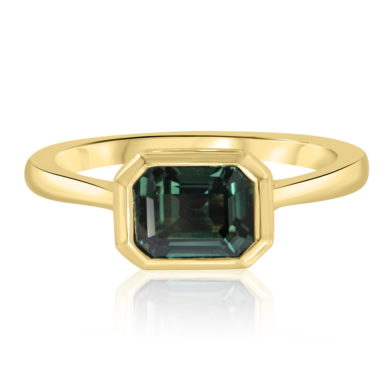 Teal Sapphire Bezel Solitaire | Bezel Set Engagement Rings | Sapphire ...