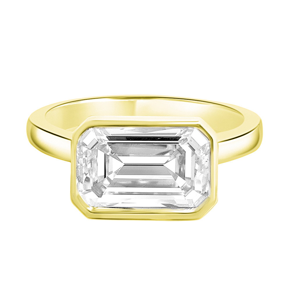Bezel Emerald Cut Diamond Engagement Ring | Diamond Engagement Rings ...