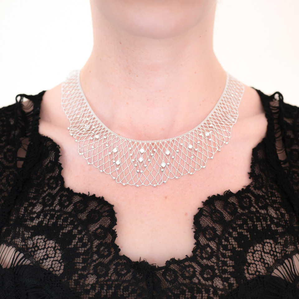 Lace Diamond Necklace | Designer Necklace | Designer Jewelry | Bridal ...