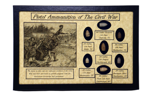 Pistol Ammunition Bullets Of The Civil War With Display Case And COA pistol-ammunition-bullets-of-the-civil-war-with-display-case-and-coa