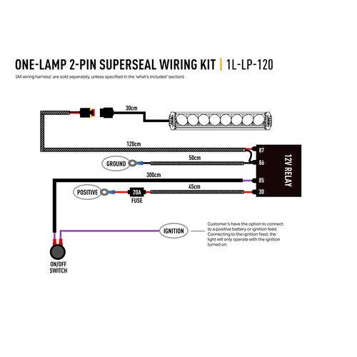 Single-Lamp Wiring Kit (2-Pin, Superseal, 12V) - OK4WD B2B