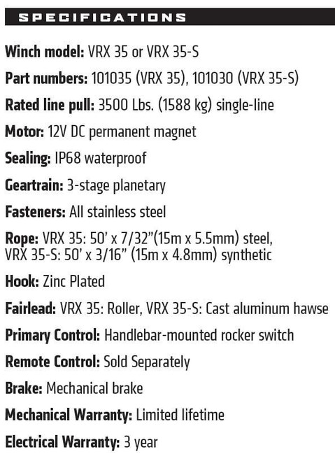 WARN VRX 35 Powersport Winch 101035 - OK4WD
