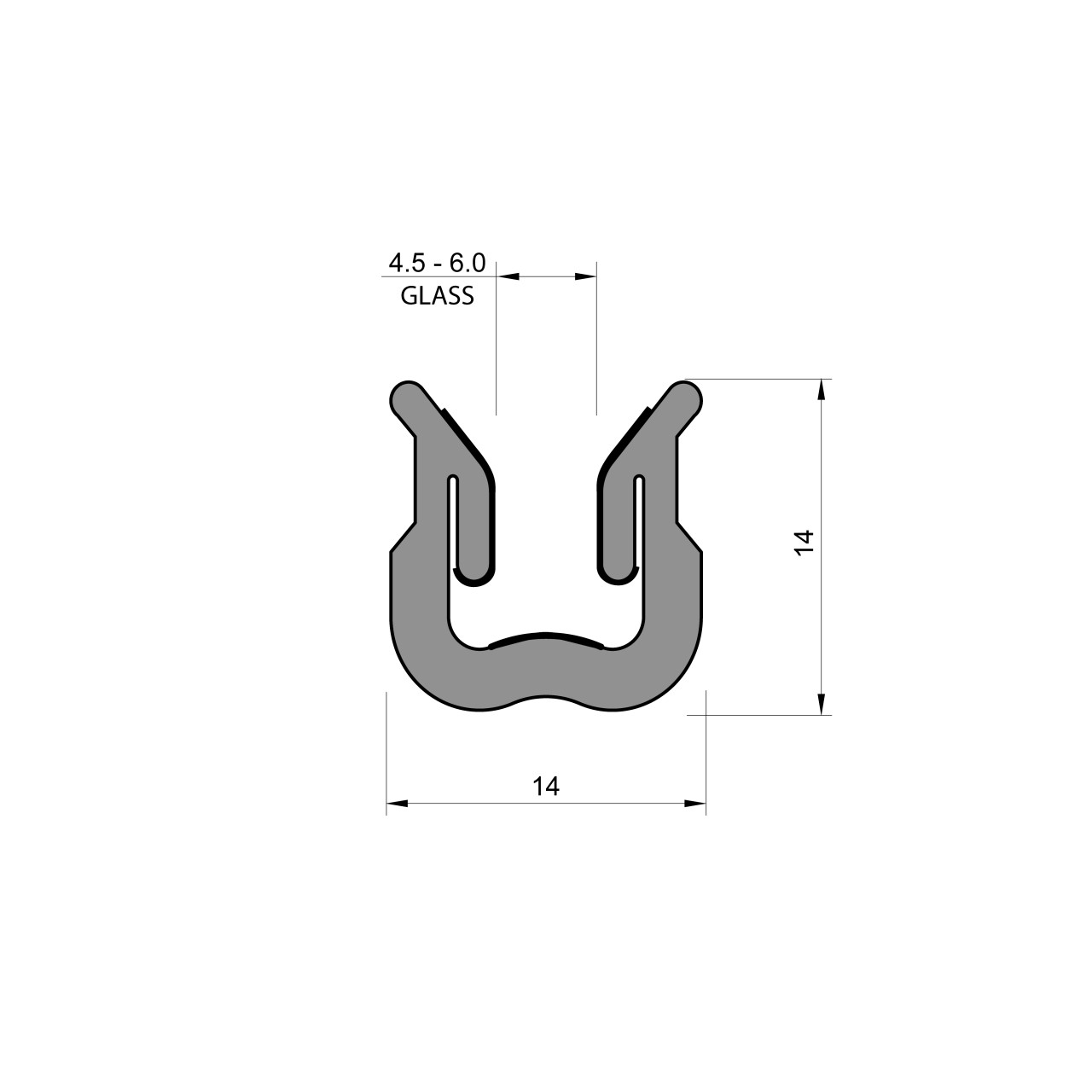 Flocked Lined Sliding Window Seal (14mm x 14mm)