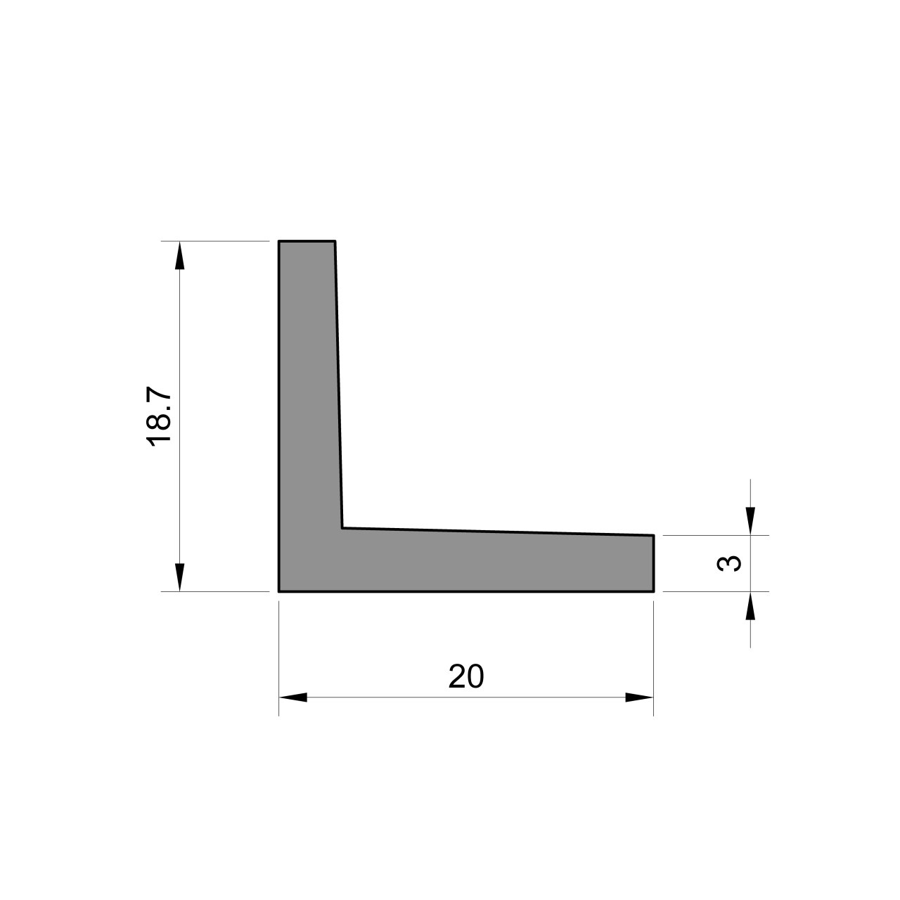 L Shaped Rubber Seal (18.7mm x 20mm x 3mm Thick)