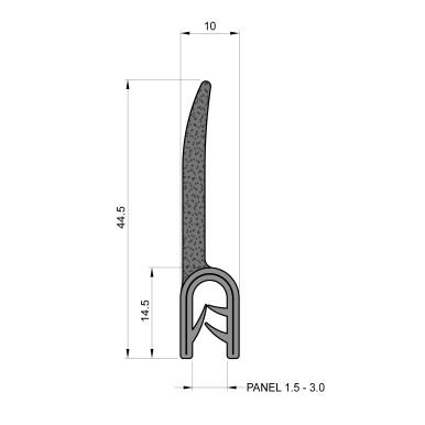 Self-Griping Rubber Edge Trim With 30mm High Lip