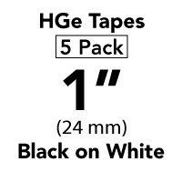 Brother HGE2515PK Black on White Label Tape for Edge Printers (5/Pack)