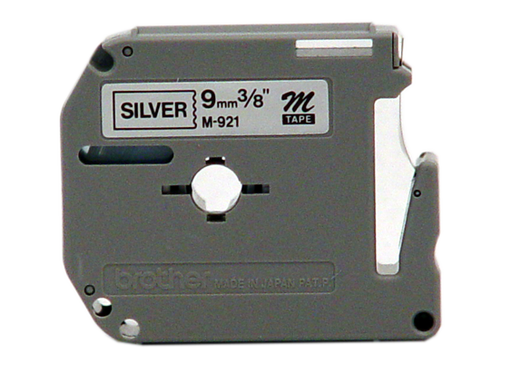Opened Box - M921 12mm Black On Silver M Series P-touch Tape