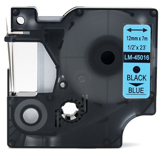Compatible Dymo 45016 1/2 Black on Blue D1 Tape - 12mm