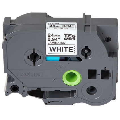 Brother TZe-251 1 In. Black On White P-touch Tape - 24mm TZ251
