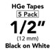 Brother HGE2315PK Black on White Label Tape for Edge Printers (5/Pack)