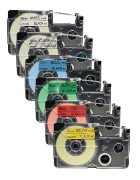 6 Color Variety Pack - 3/8 In (9mm) Label Tapes, 6/Pack