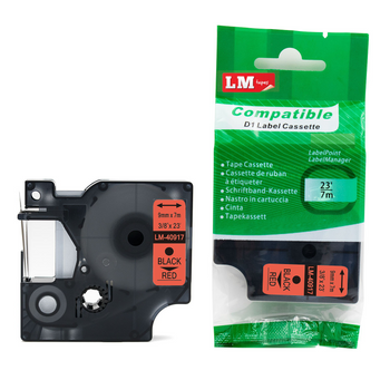 Compatible Dymo 40917 3/8 Black on Red D1 Tape - 6mm