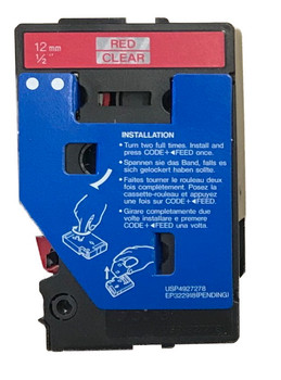 Opened Box - Brother TC11 1/2 Label Tape, Red on Clear 1/Pack