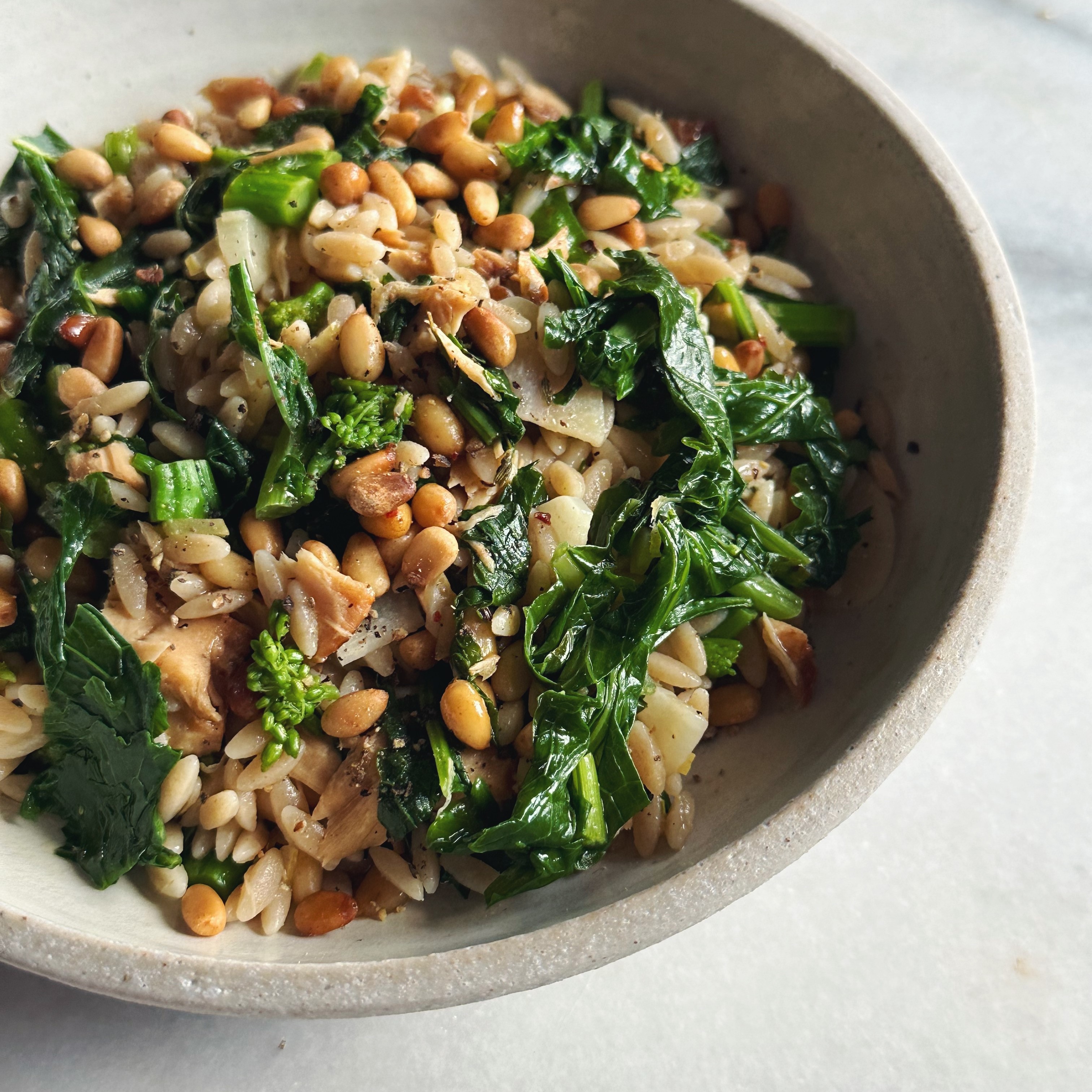 Lemon Tuna, Pine Nut, and Broccoli Raab Orzo - Taylor Shellfish Farms