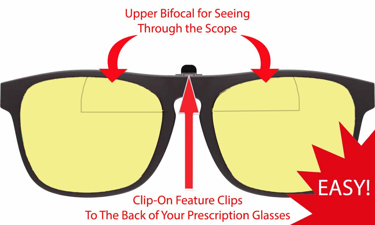 Glasses with Attaching Bifocal on Top Clip-On