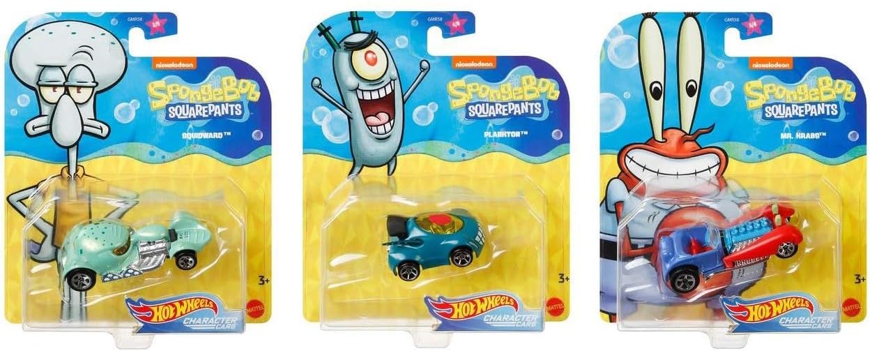 Underwater Wheels Spongebob Character Squarepants 6-Pack Car Bundle ...