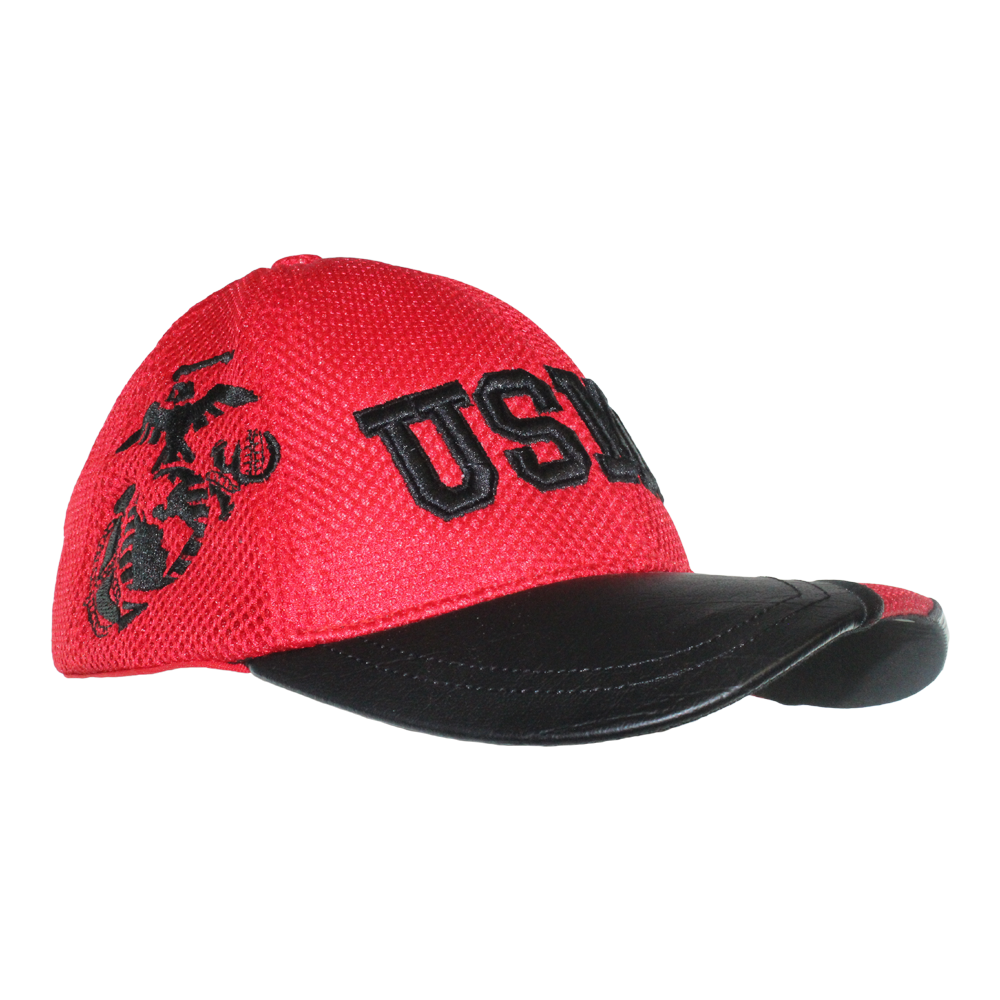 U.S. Marines Leather Brim Cap | Official Licensed USMC Structured Hat ...