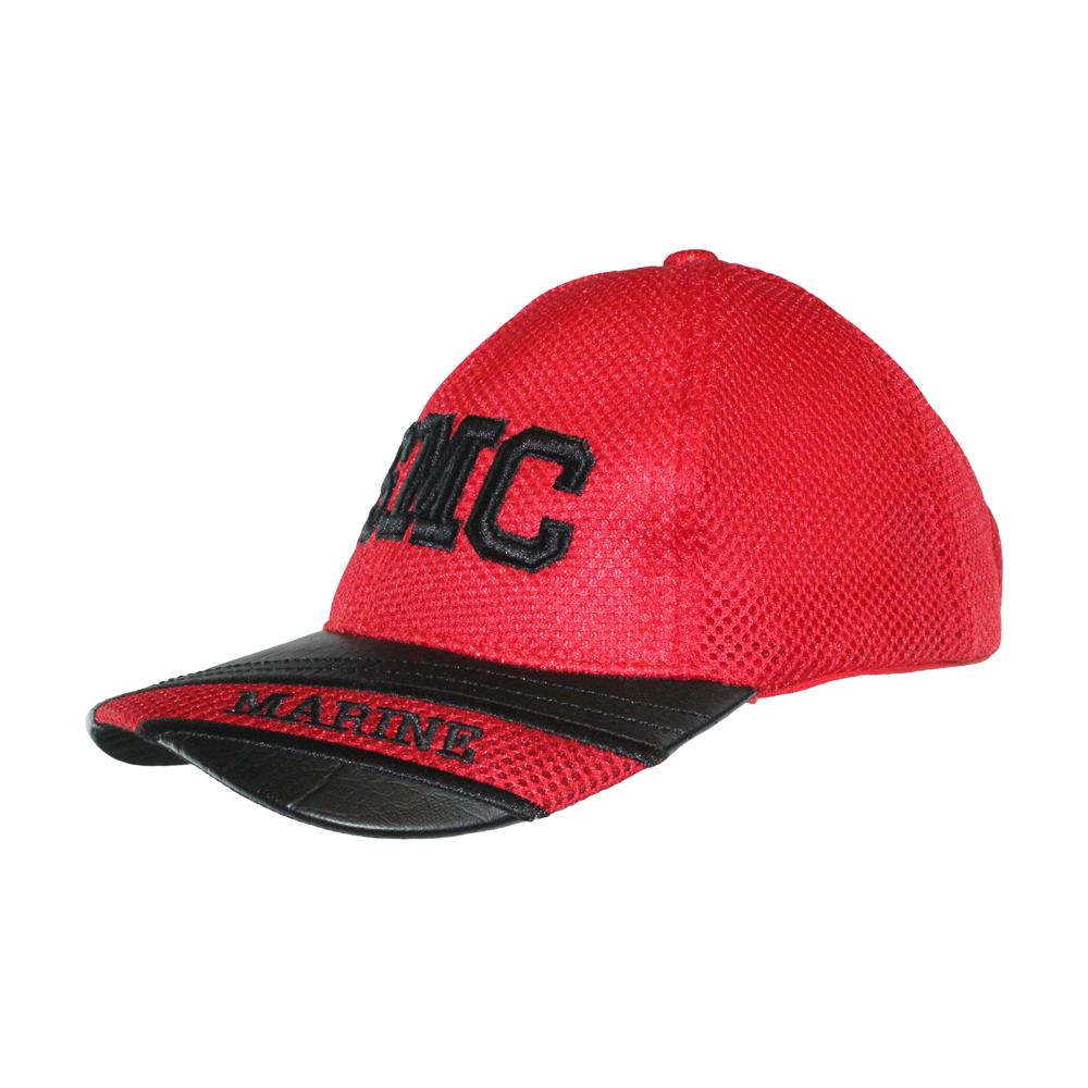 Officially Licensed - US Marines Leather Brim Cap