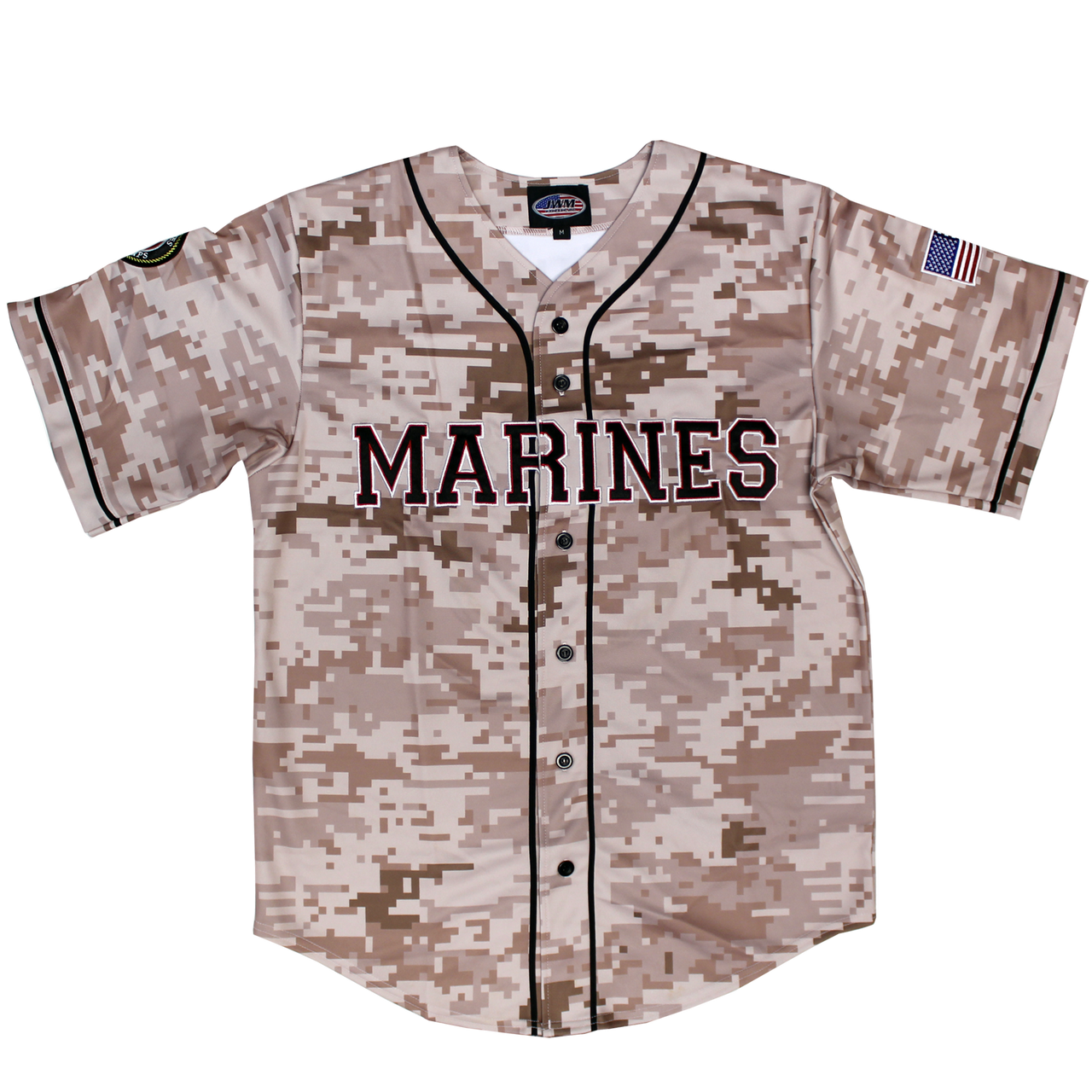 US Marines Digital Camo Embroidered Baseball Jersey - 3DMilitarywear.com