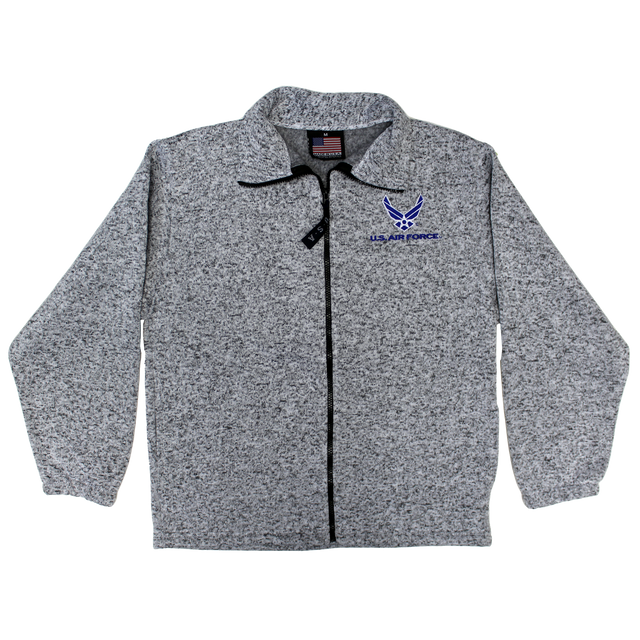 Made in the USA: US Air Force Heathered Tweed Fleece Zip-Up Jacket ...
