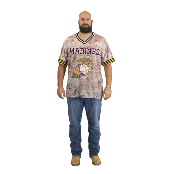 US Marines Digital Camo Embroidered Football Jersey - 3DMilitarywear.com