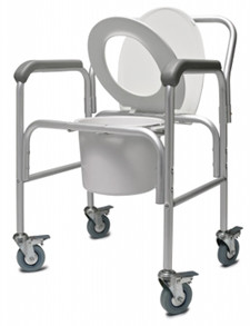 3-in-1 Aluminum Commode with Backrest & Locking Casters - HCPCS: E0164 ...
