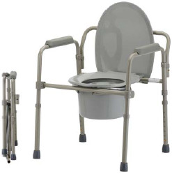 Folding Commode Chair with Waterfall Armrests & Adjustable Seat - Front ...