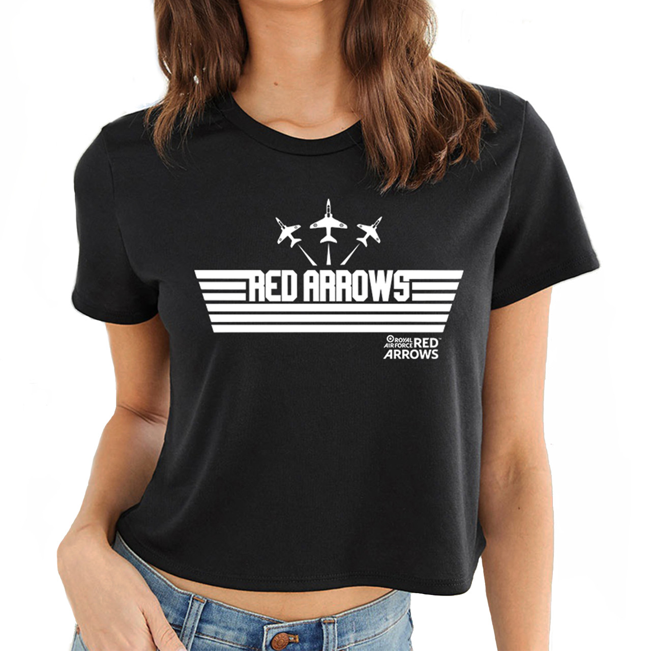 RAF Red Arrows 3 Jets Ladies cropped T-Shirt - Black