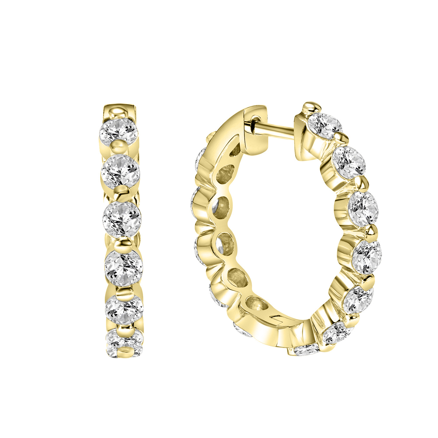 2.28ct Lab Diamond Yellow Gold Hoop Earrings (75-3853QY)