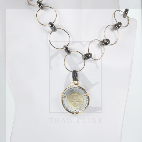 Two tone coin pendant necklace - THAD CLINE
