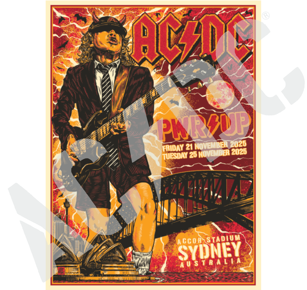 Sydney PWR UP Tour Poster - ACDC