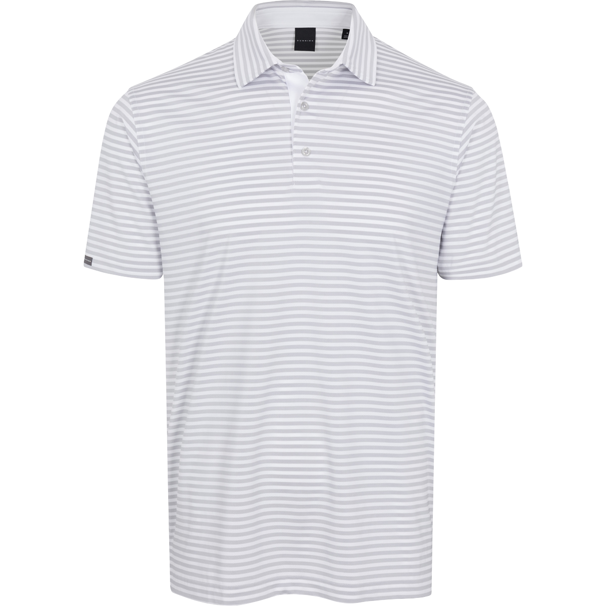 Buckhaven Ventilated Stripe Performance Polo: Microchip/White - Dunning