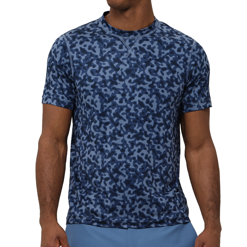 Camouflage Quest Ventilated Performance Tee: Navy Halo Camo - Dunning