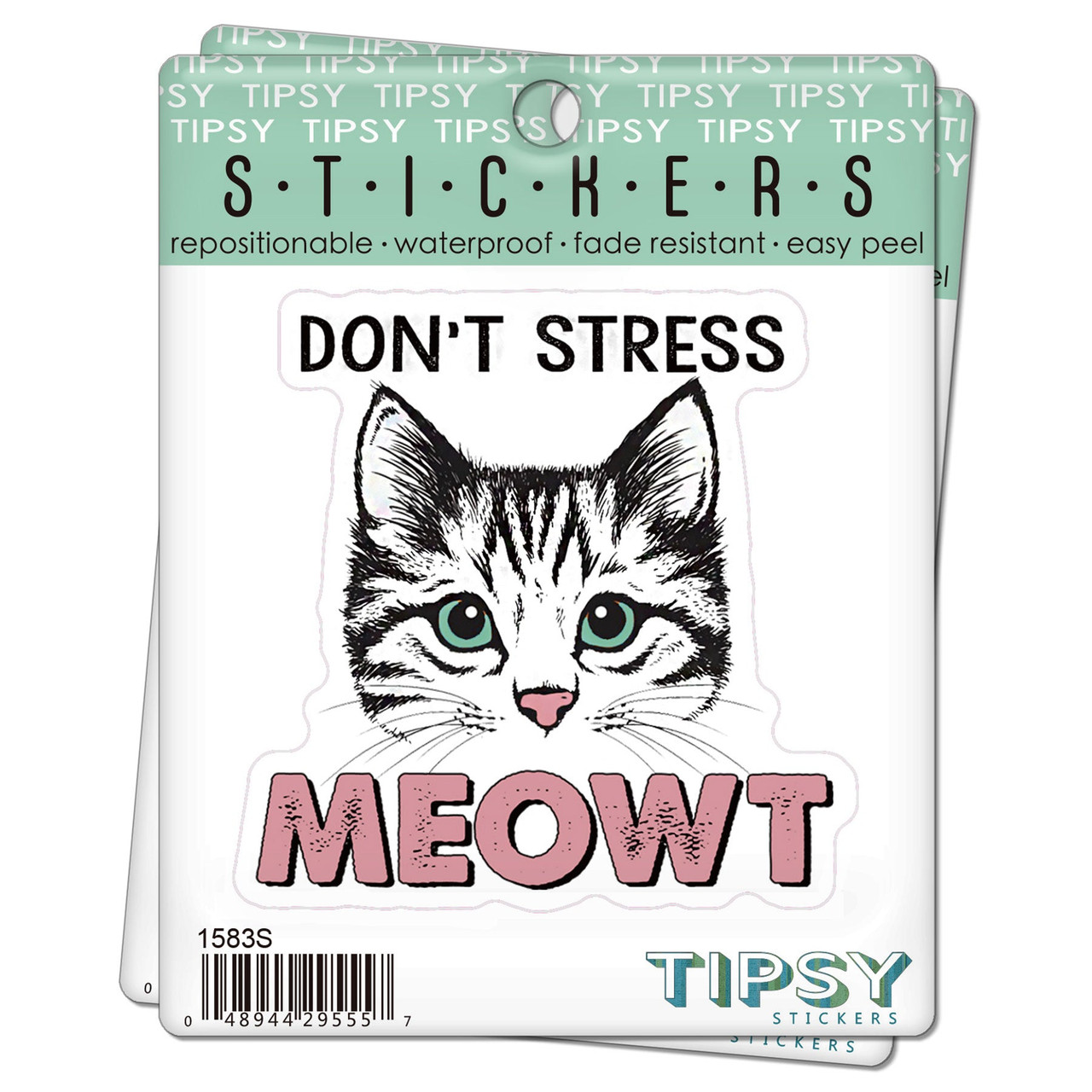 Funny Sticker | Don't stress meowt cat - Tipsy Coasters & Gifts