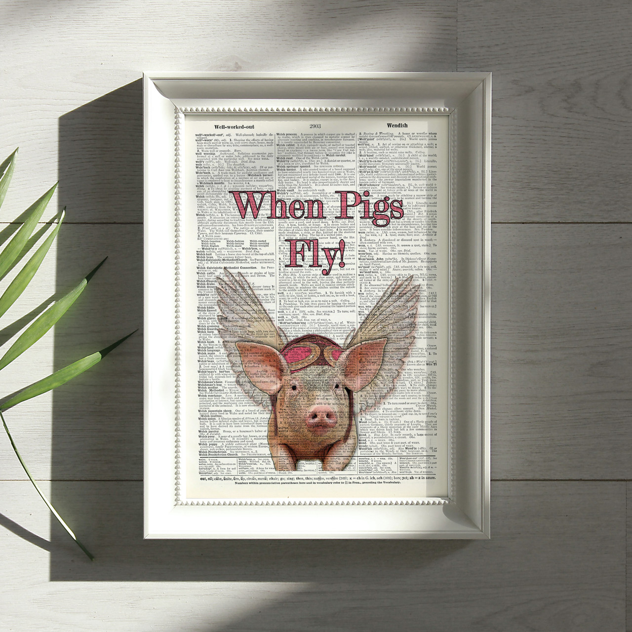 When Pigs Fly Dictionary Art Print - Tipsy Coasters & Gifts