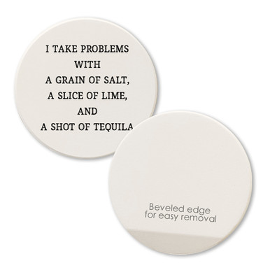 I Take Problems With a Grain of Salt Car Coaster - Tipsy Coasters & Gifts