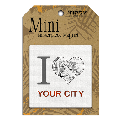 I Heart City Map Custom Mini Masterpiece Magnet - Tipsy Coasters & Gifts