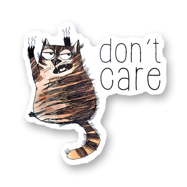Funny Sticker | Don't care cat - Tipsy Coasters & Gifts
