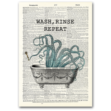 Wash Rinse Repeat Dictionary Art Print - Tipsy Coasters & Gifts
