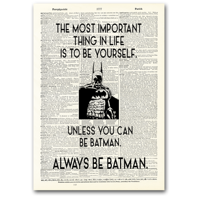 Be Batman Dictionary Art Print - Tipsy Coasters & Gifts