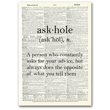 Askhole Dictionary Art Print - Tipsy Coasters & Gifts