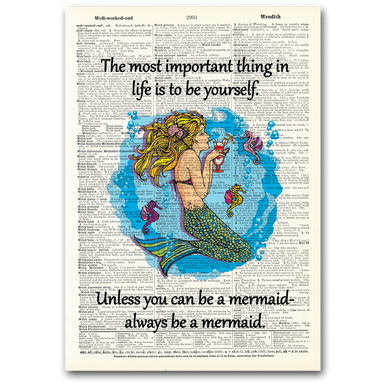 Be A Mermaid Dictionary Art Print - Tipsy Coasters & Gifts